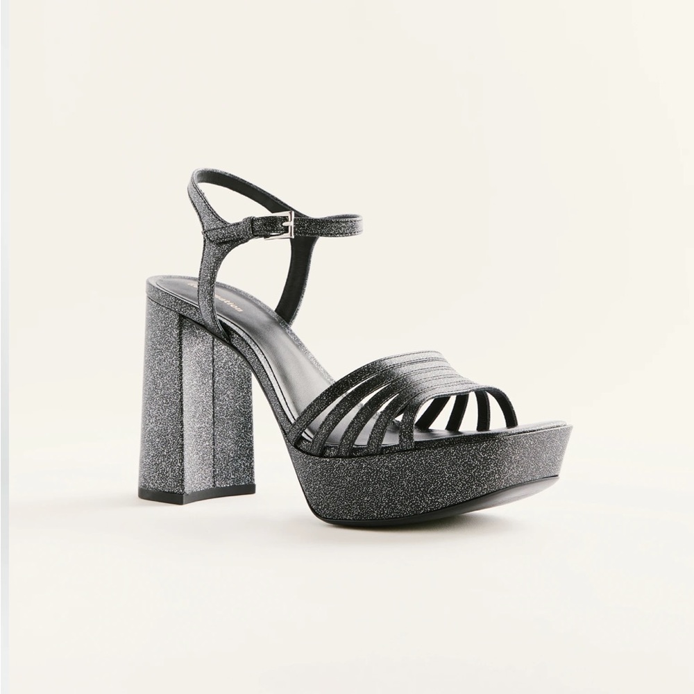 Nwot Reformation Molly Platform Sandal In Black Spark… - Gem